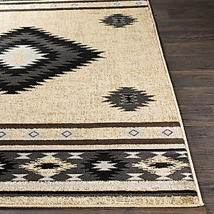 Hauteloom Hoylake Southwestern Tribal Living Room Bedroom Dining Room Aztec Area Rug - Native American Indian Indie Carpet - Brown, Gray, Black - 7'10" x 11'2"