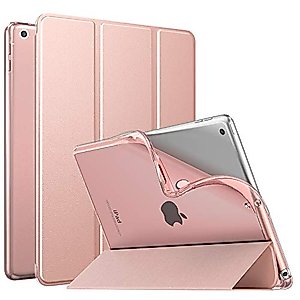 MoKo Case for iPad 9th Generation 2021/ iPad 8th Generation 2020/ iPad 7th Generation 2019, Soft Translucent TPU Frosted Back Cover Slim iPad 10.2 inch Case with Stand, Auto Wake/Sleep, Rose Gold