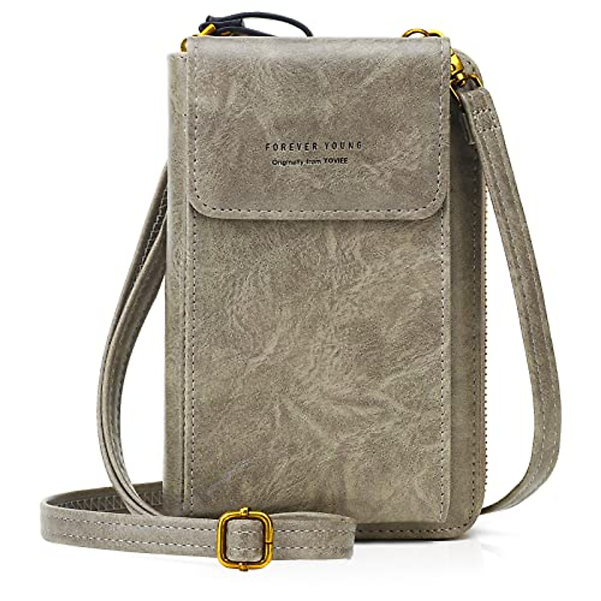 YOVIEE Small Crossbody Bags For Women,Multi-Function Cell Phone Shoulder Bag,Clutch Purse Handbags RFID Wristlet Wallet,Large Capacity Card Holder - Gray