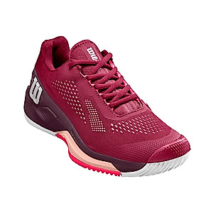 WILSON Women's Rush Pro 4.0 Sneaker, Beet Red/White/Tropical Peach, 9