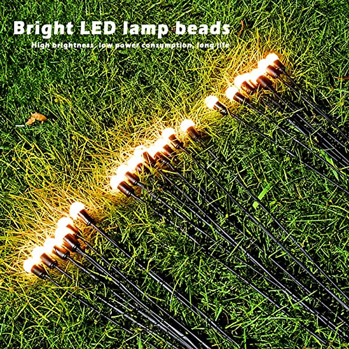 colcutee 2 Pack Solar Garden Lights, Solar Outdoor Swaying Lights Ip65 Waterproof, 2 Lighting Modes Firefly Decorative Lights, for Landscaped Garden Access Patios (Warm White)