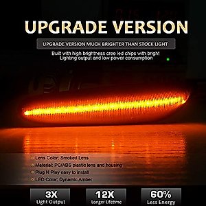 D-Lumina Sequential LED Side Marker Turn Signal Lights Compatible with BMW E90 E91 E92 E93 E46 E53 E60 E61 X3 E83 X 1 E84 E81 E82 E87 E88, Smoked Lens Sidemarker Dynamic Amber Lamps Pack of 2