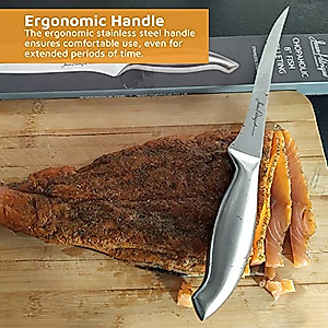 Jean-Patrique Fillet Knife - 8" Thin and Flexible Filet Knife for Fish. Filleting Knife, Meat Knife made of Stainless Steel Constructed