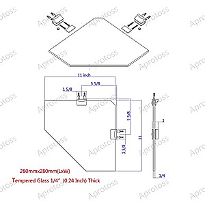 APROTOSS Transform Your Bathroom into a Stylish Oasis with Our 11-inch Glass Corner Shower Shelf.Glass Shower Shelves,Glass Floating Shelf Perfect for Showcasing Your Favorite Items