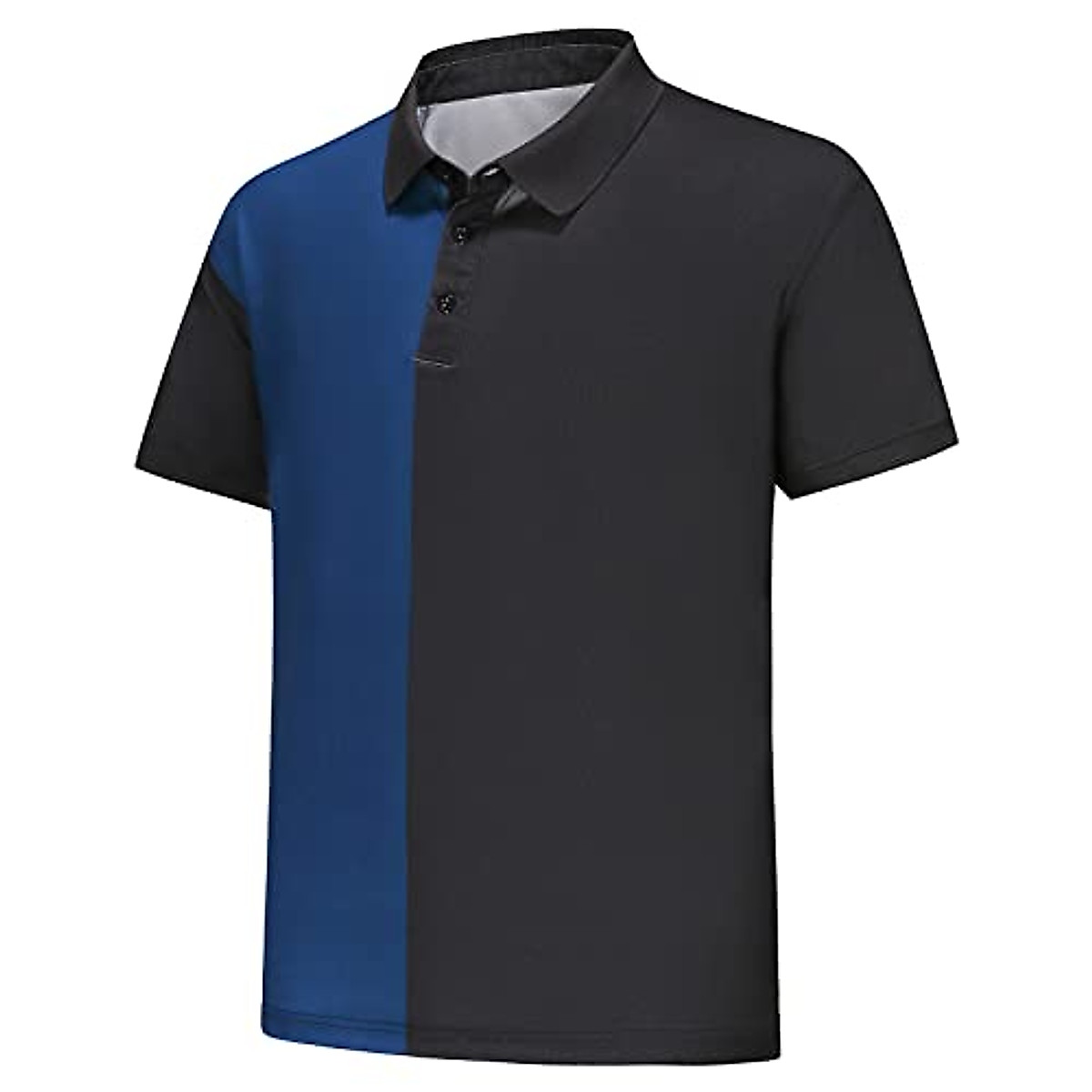 TIHEEN Mens Short Sleeve Big and Tall Golf Polo Shirt Moisture Wicking Performance Casual Polo Shirts Side Blocked(Black/Blue 4XL)