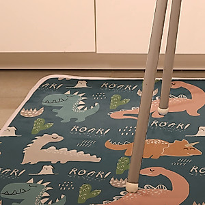 Baby Splat Mat for Under High Chair Floor Mat - Splash Mat, Waterproof Floor Mat - Anti Slip, Washable, Extra Large (51 Inch) + Baby Bib with Sleeves - Dinosaur