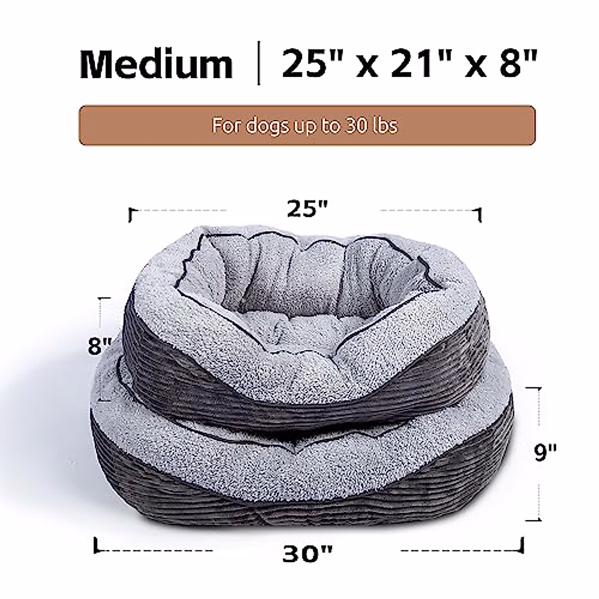Dog Bed for Large Medium Small Dogs, Soft Calming Puppy Dog Bed Orthopedic Dog Sofa Bed Durable Washable Puppy Bed Medium Large Dog Bed Square, Comfortable Puppy Dog Bed