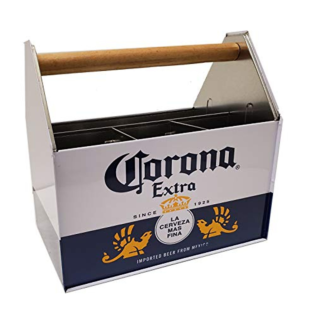 The Tin Box Corona Utensil Caddy with Handle, Black and White