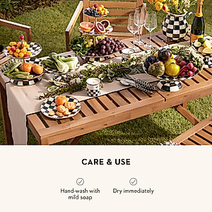 MACKENZIE-CHILDS Supper Club 3-Piece Place Setting, Fork, Spoon, and Knife Dinner Flatware Set, Black-and-White Courtly Check