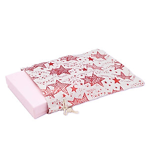 TheDisplayGuys For Your Modern Living 48pk - 6x8 Muslin Pouches with Drawstring - Presents, Party Favors, Samples (Red Stars, Medium)