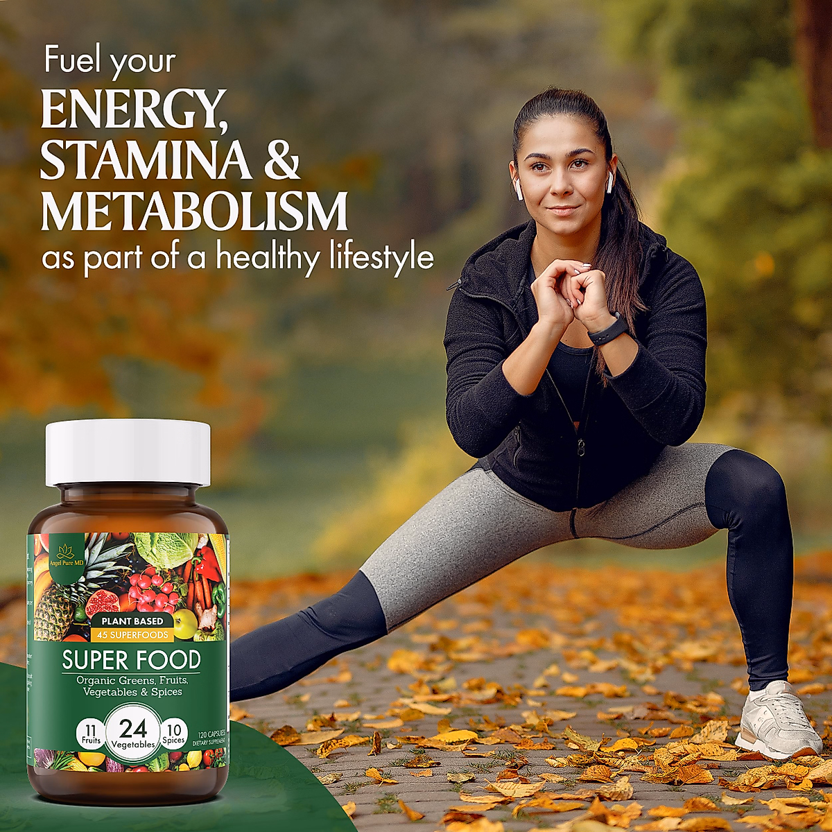 Angel Pure MD Superfood Greens Fruit and Veggies Supplement - USDA Organic Super Greens & Super Reds Vegetable Supplements for Adults - Cruciferous Vegetables Supplement for Immunity & Gut Health