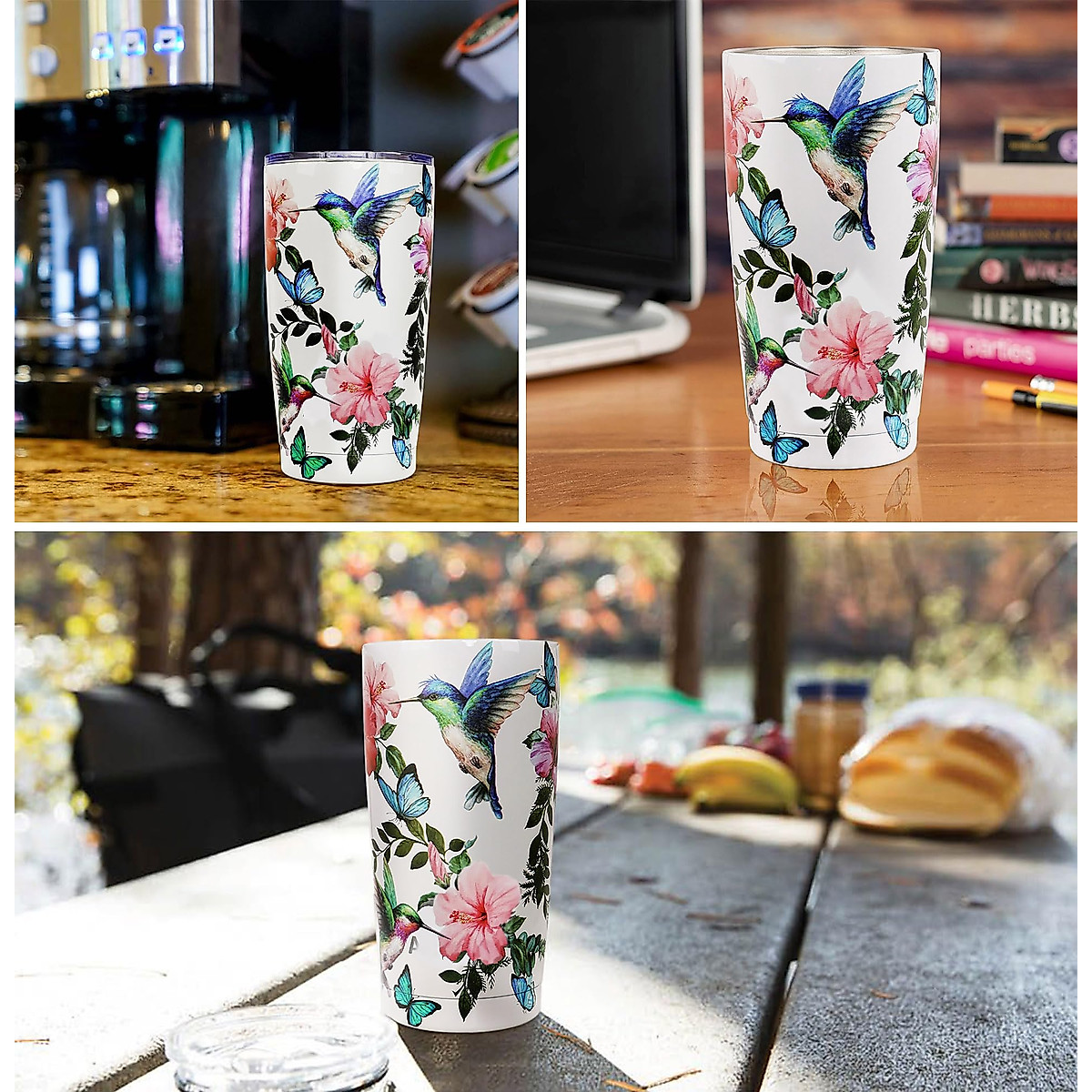 Adalore Hummingbird Gifts for Women 20oz with Lid and Straw Stainless Steel Double Wall Vacuum Insulated Hummingbird Tumbler - Hummingbird Gifts for Bird Lovers Women