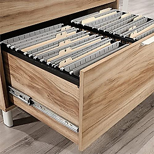 Sauder Portage Park Modern L-Shaped Desk in Kiln Acacia, Kiln Acacia Finish