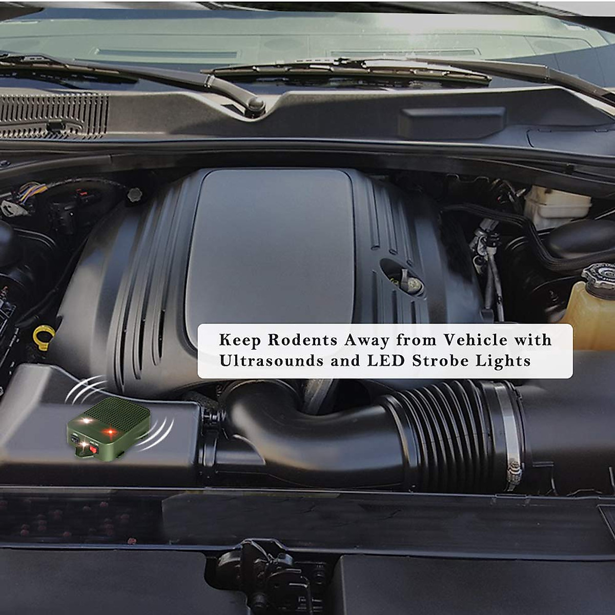 Glaobule Ultra Sonic Rodent Electronic Repellent for Cars Keep Rats Mice Away from Your Truck Garage Attic Warehouse Under Hood Animal Reducer Repeller Battery Operated 1 Pack