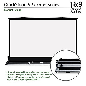 Elite Screens QuickStand 5-Second Series, 180-INCH 16:9, Manual Pull Up Projector Screen, Movie Home Theater 8K / 4K Ultra HD 3D Ready, 2-YEAR WARRANTY, QS180HD