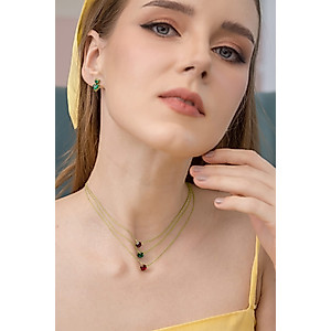 B. BRILLIANT Blue Necklaces for Women Yellow Gold Flashed Sterling Silver Royal Crystal Solitaire Chokers for Bridesmaids Fashion Trendy Summer