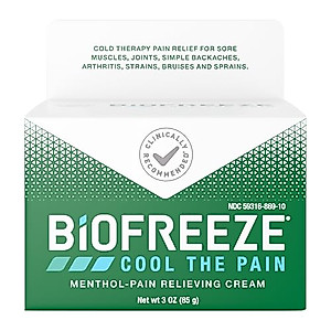 Biofreeze Pain Relief Cream, Knee & Lower Back Pain Relief, Sore Muscle Relief, Neck Pain Relief, Shoulder Pain Relief, Muscle Recovery, FSA Eligible, 3 OZ Biofreeze Menthol Cream