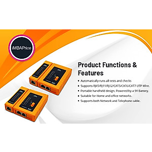 iMBAPrice - RJ45 Network Cable Tester for Lan Phone RJ45/RJ11/RJ12/CAT5/CAT6/CAT7 UTP Wire Test Tool