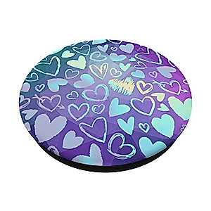 Rainbow Modern Hearts Teal Purple Polygon PopSockets Swappable PopGrip