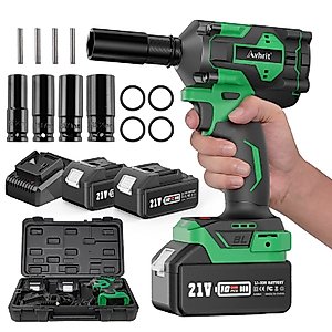 Avhrit Impact Wrench with 2Pcs Batteries, 650Nm/479ft-lbs 1/2, Cordles,s Compact , Brushless, Impact Driver Kit for Car Tires Home