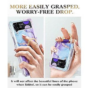 Galaxy Z Flip 4 Case with Ring Holder, Wireless Charging Anti-Scratch Shockproof Case for Samsung Z Flip 4 5G. (Blue Purple)