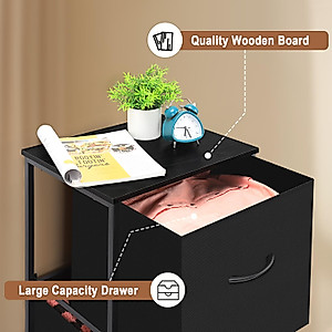 Ebeneze Dresser for Bedroom with 3 Storage Drawers, 42" Tall Fabric Closet Chests Organizer Tower Furniture with Wooden Metal Frame for Clothes, Kids, Hallway, Entryway, Small Space, Black