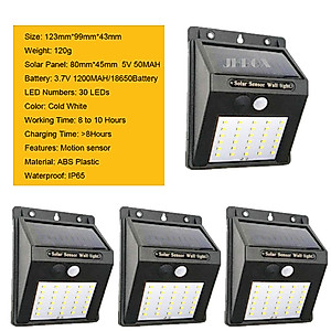 JHBOX Solar Powered Motion Lights 30 LED, Solar Outdoor Lights Motion Sensor Waterproof Luces Solares para Exteriores, Solar Sconce Lights Outdoor for Home Safety Christmas Gifts (1 Pack)