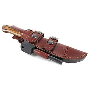 JEO-TEC Nº29 Bushcraft Survival Hunting Camping Knife - MOVA-58 Stainless Steel - Cocobolo Wood Handle - 10'' Overall - Multi-positioned Leather Sheath - Handmade in Spain