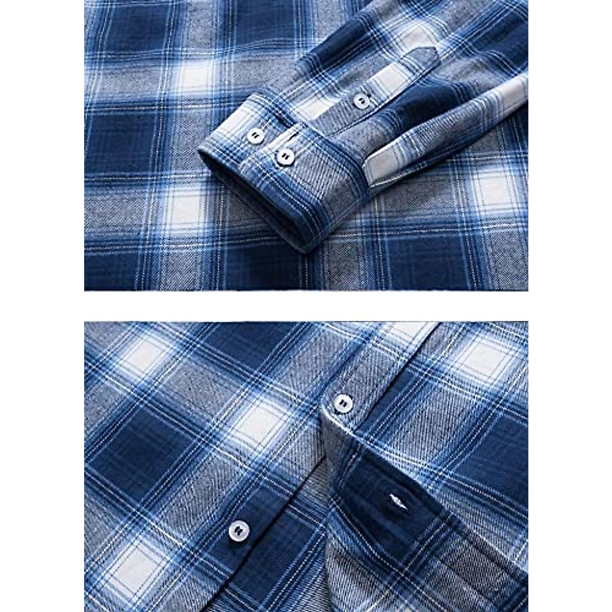 TACVASEN Men's Flannel Shirts Long Sleeve Casual Button Down Regular Fit Plaid Shirts Blue M