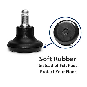 Bell Glides Replacement Office Chair or Stool Swivel Caster Wheels to Fixed Stationary Castors, Low Profile Bell Glides with Soft Rubber Bottom Instead of Self Felt Pads, Chair Feet Wheel Stopper