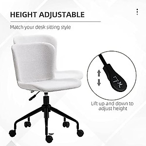 Vinsetto Home Office Chair, Swivel Task Chair with Adjustable Height and Armless Design for Small Space, Living Room, Bedroom, Light Gray