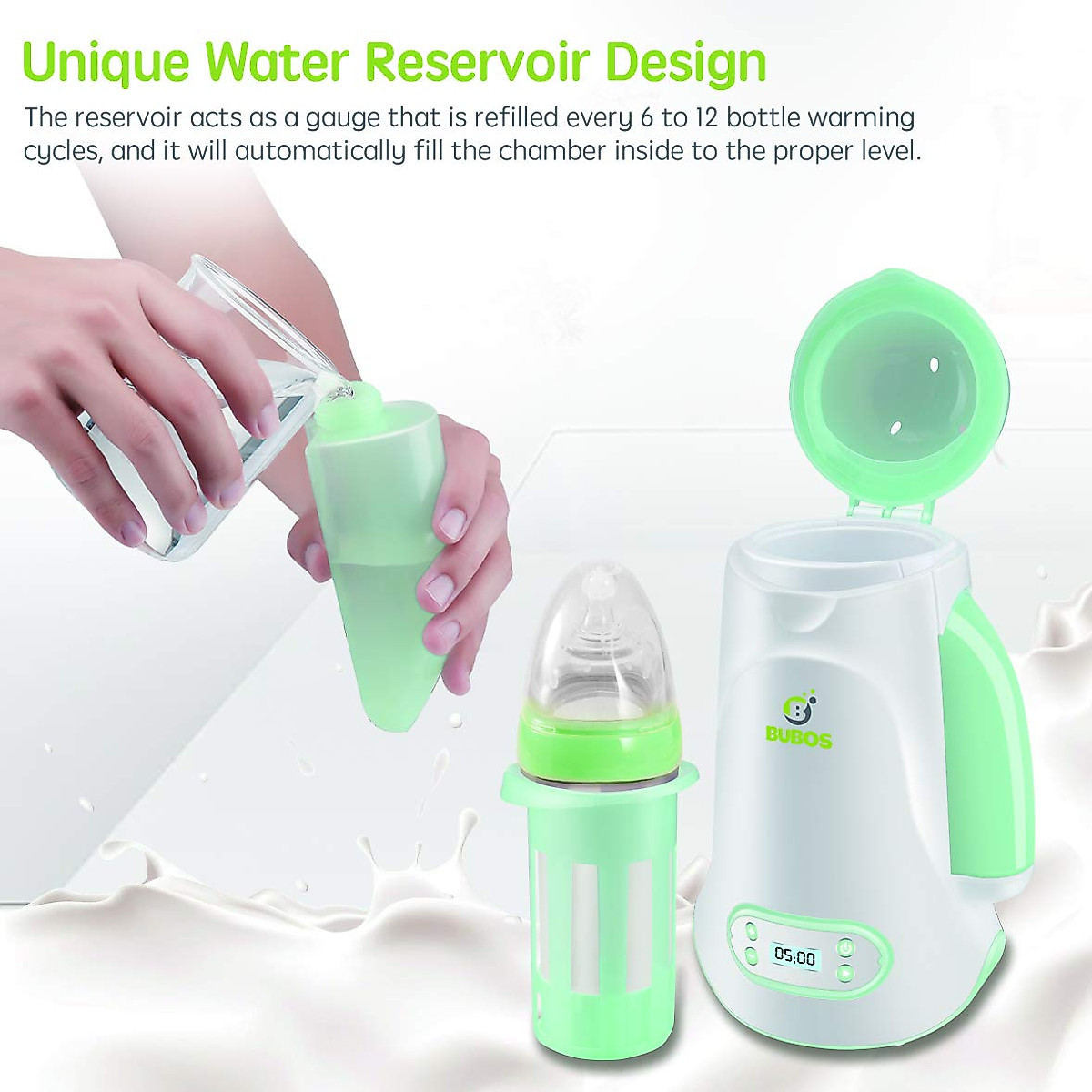 Bubos Baby Bottle Warmer Fast Heating with Prefilled Water Reservoir, Smart Mermory Program, LED Display and Auto Shut-Off, Plug in