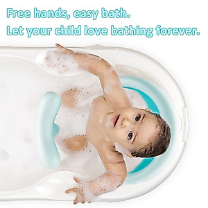 Whale Shape Baby Bath Seat – 3 Bath Toys + Bath Brush + Shower Cap – Ergonomic Backrest – Elastic and Breathable – 4 Strong Non-Slip Suction Cups – Ideal Gift! (Green)