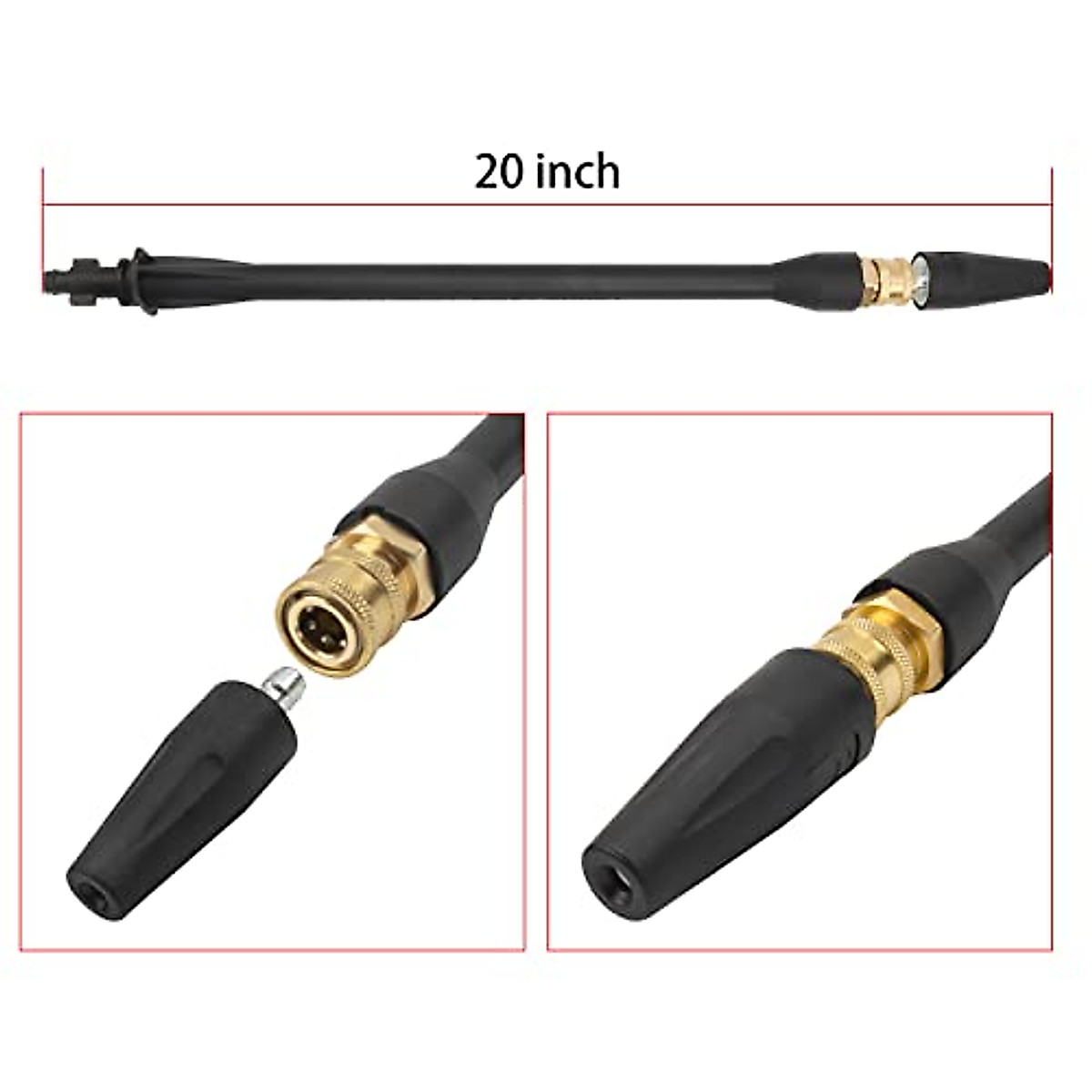 Pressure Washer Replacement Spray Wand with Turbo Nozzle and 5 Spray Tips and Belt Clip Nozzle Holder, Compatible with Husky Greenworks Ryobi Homelite Portland Electric Pressure Washers