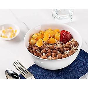 DELLING Ultra-Strong 22 Ounce Soup Bowls, Cereal Bowl, 6 inch Bowls Set, White Ceramic Bowls, White Bowls for Kitchen, Snack Rice Pasta Salad Oatmeal, Set of 6, Dishwasher & Microwave Safe