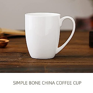 Upscale Coffee Mugs Set of 4, Fine Bone China Coffee Cups 12 OZ, Over 45% Bone Content Coffee Mugs for Women and Men, Lightweight White Ceramic Coffee Mug Gift Sets (Moonlight)