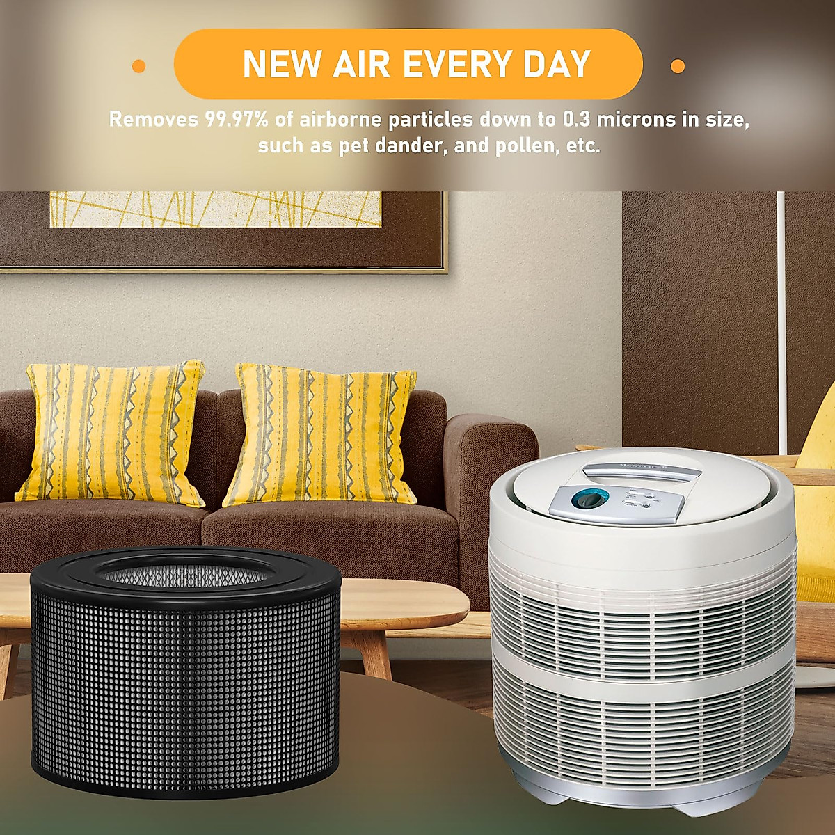 Allisfresh 10500 True HEPA Filter Replacement Kit Compatible with Honeywell 10500 (EV-10) 17000 17000-S 17005 Air Cleaner Purifiers, Part Number 20500 (1 HEPA + 2 Carbon Pre-Filter)