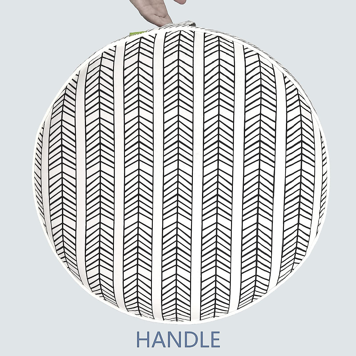 LVTXIII Outdoor/Indoor Inflatable Ottoman, Patio Footrest Stool, Portable Round Ottoman for Patio Garden, Camping or Home, Herringbone Black White