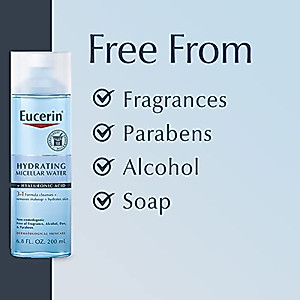 Eucerin Hydrating 3-in-1 Micellar Water, Formulated with Hyaluronic Acid, 6.8 Fl Oz Bottle