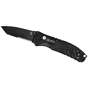 GERBER GEAR Folding Knife,Serrated,Tanto,3-1/2 in, Black G-10 (30-000840)