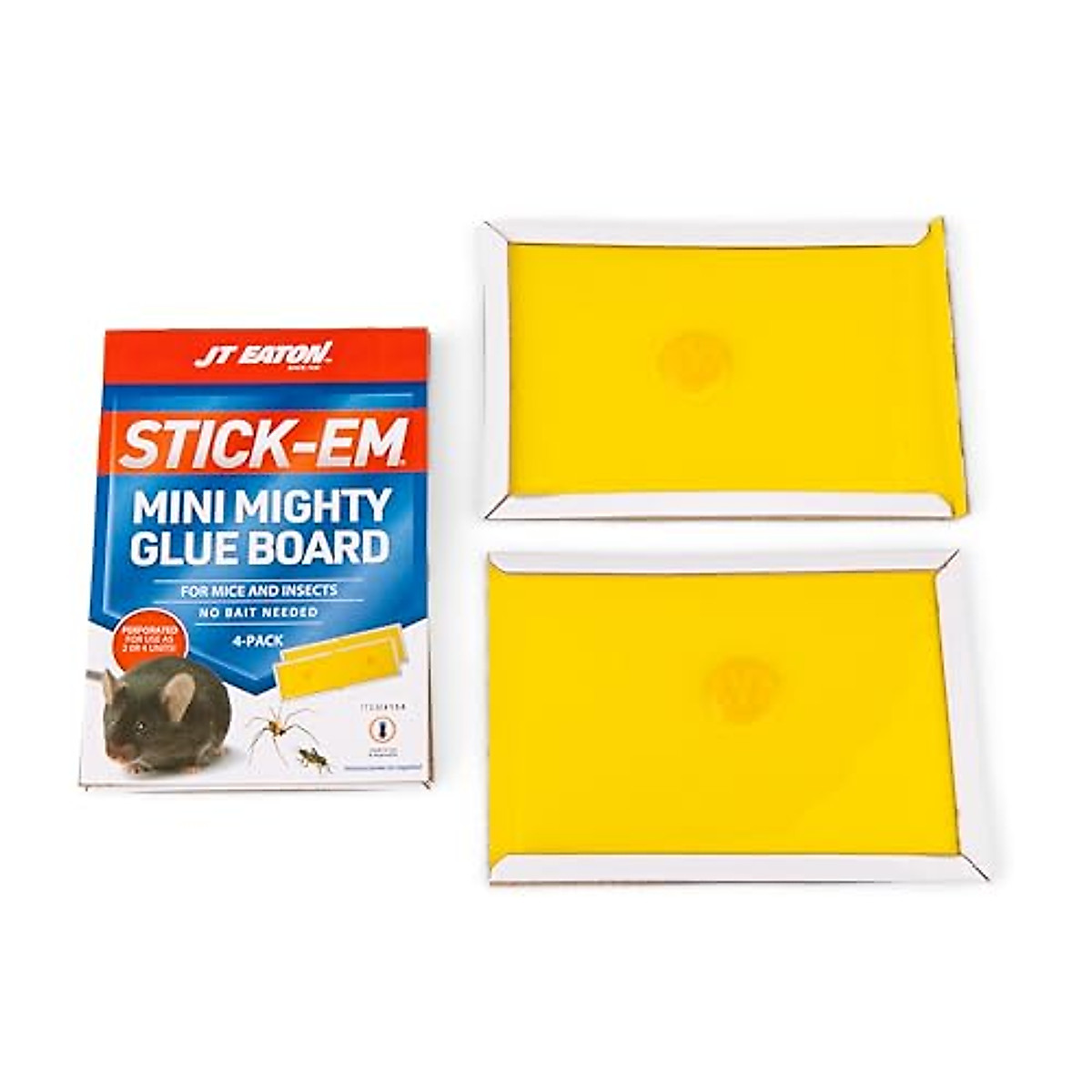 JT Eaton 154 Stick-Em Mini Mighty Glue Boards - Heavy Duty, No-Mess, Child & Pet Safe, 2-Pack