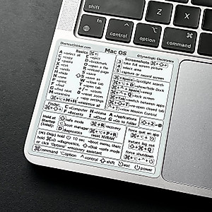 Synerlogic (M+Intel) Mac OS Reference Keyboard Vinyl Shortcut Stickers Compatible with MacBook Pro Air iMac Mini (4-Pack Black/White/Clear/Rainbow)