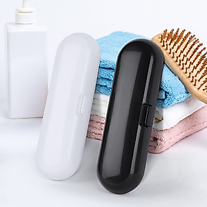 Fowecelt 2 Pack Electric Toothbrush Travel Case for Oral-B Pro and Other Electric Toothbrush, Portable Travel Toothbrush Holder (Black & White)