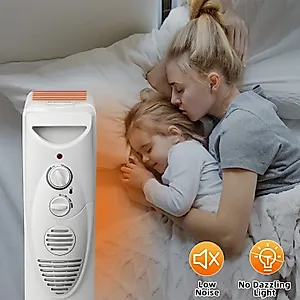 R.W.FLAME Oil Filled Radiator Heater,3 Heat Settings, Adjustable Thermostat, Portable Space heater, Quiet Heater with Tip-over & Overheating Functions(27", Grey)