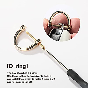 VAGURFO Leather Car Keychain,Key Fob Keychain Holder with 3 Keyrings, Anti-lost D-ring and Bling Metal Clip (Black)