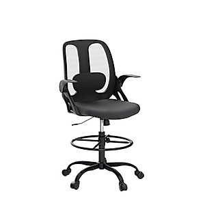 Razzor Drafting Chair Tall Ergonomic Office Chair Standing Desk Stool Chair with Adjustable Lumbar Support and Footrest Ring Executive Computer Chair