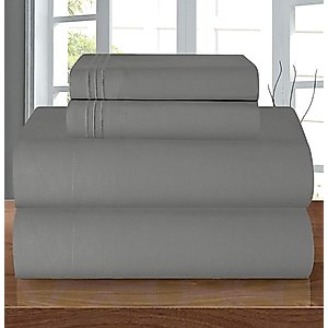 Elegant Comfort Luxury 1500 Premium Hotel Quality Microfiber 4-Piece Sheet Set - Wrinkle Resistant, All Around Elastic Fitted Sheet, Deep Pocket up to 16", Full, Grey