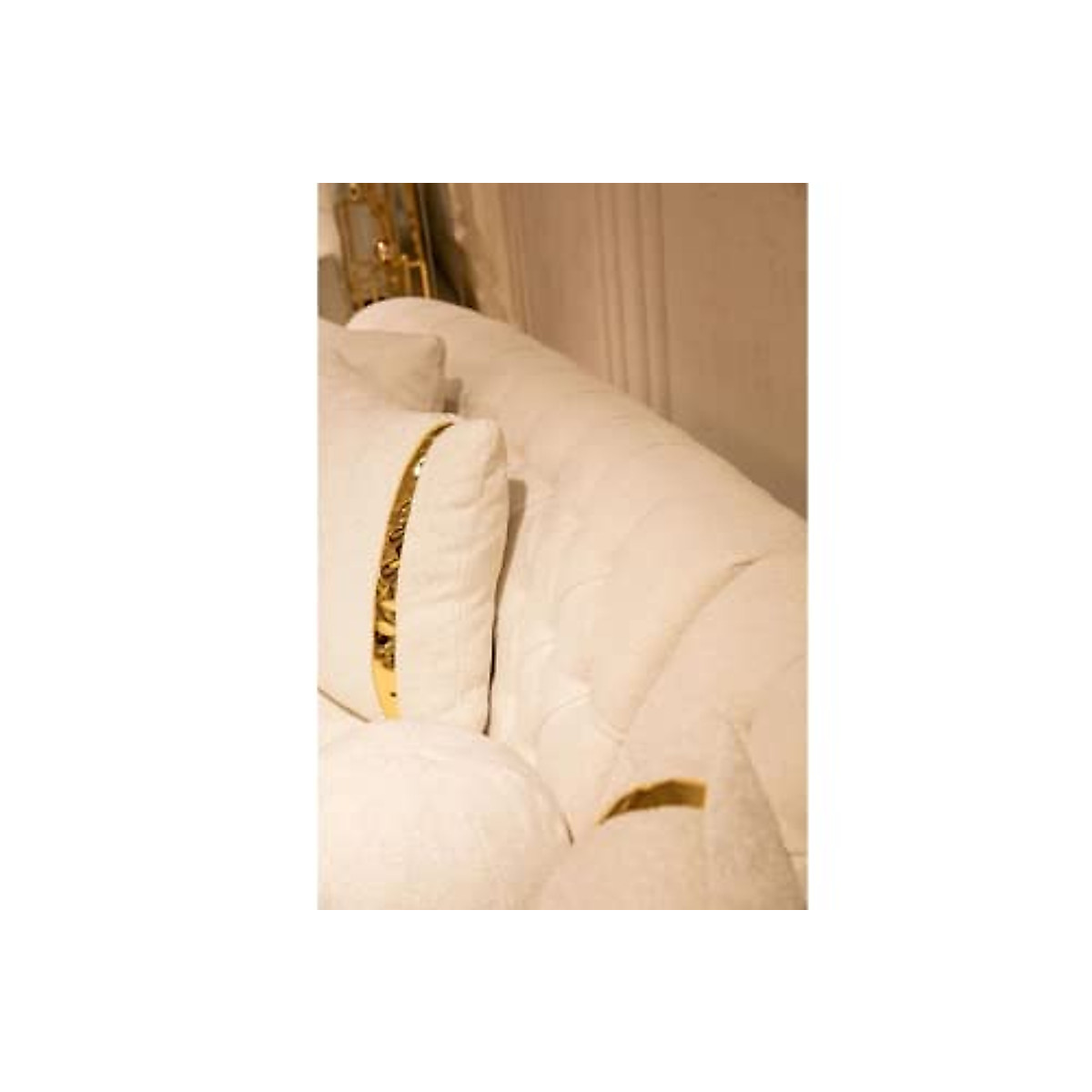 Luxury Modern Curve Sectional Sofa Lounge Chaise, Fully Assembled Medium Firm Boucle or Velvet Couches Black Ivory (Ivory Boucle 130'' Wide Sectional Chaise)