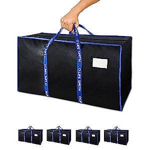 Clothing Storage Bags with Zipper - 4 Pack of Heavy Duty Moving Bags Extra Large - Dorm Storage Moving Tote Bag - Packing Bags for Moving Dorm Room Essentials, Pillows, Bedding & Blankets
