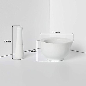 LEETOYI Porcelain Mortar and Pestle, Ceramic Herb Grinder Pill Crusher Set, 3.3-inch White